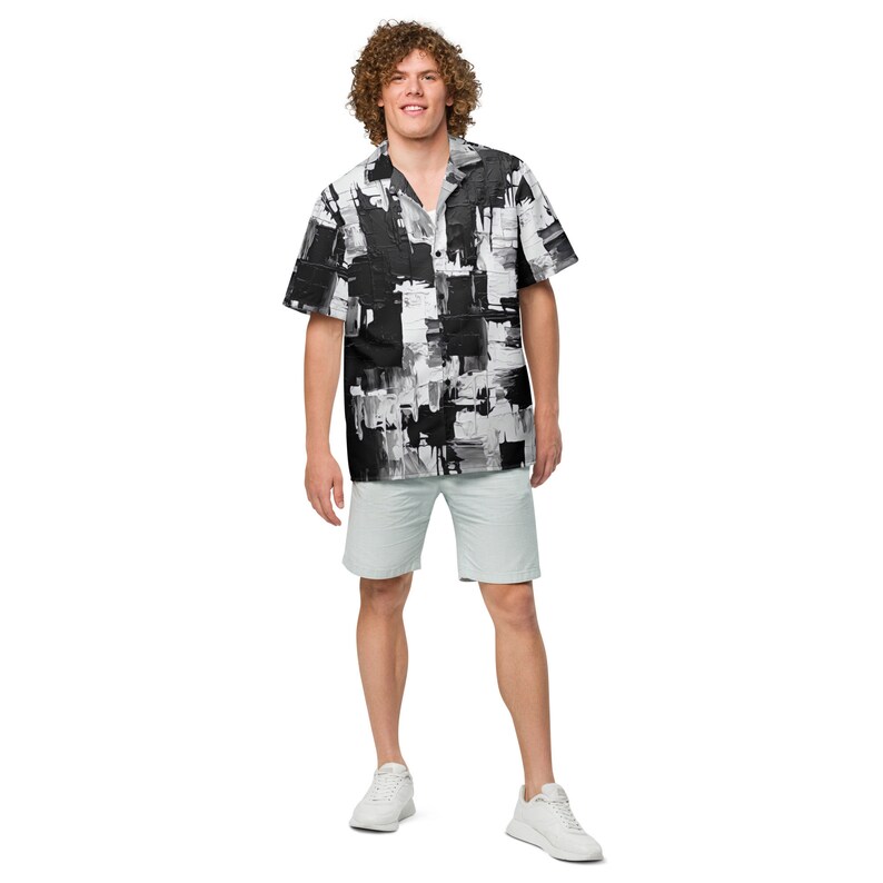 Funky Tiger® Symphony Brush Button Down Shirt for Men | Short Sleeve ...