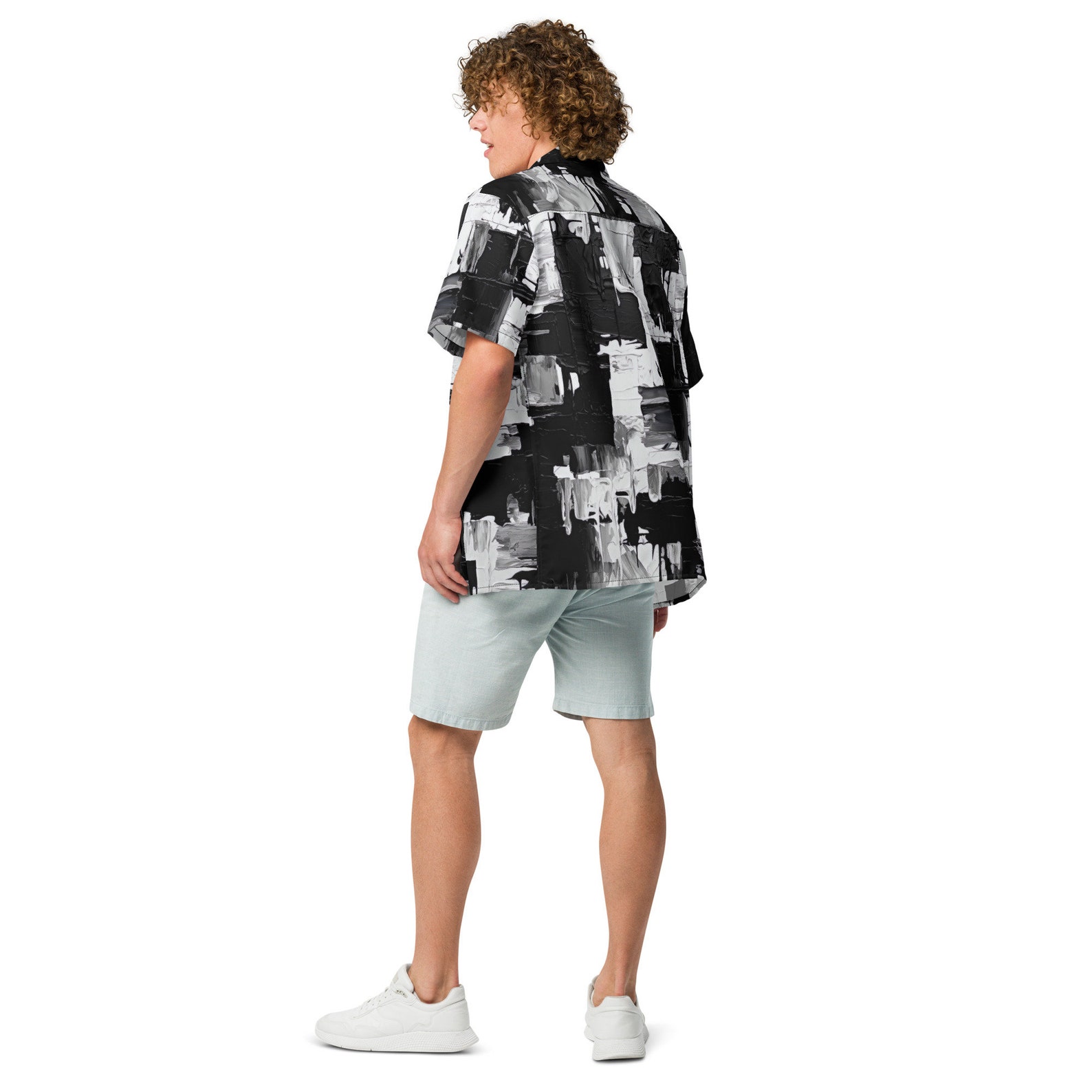 Funky Tiger® Symphony Brush Button Down Shirt for Men | Short Sleeve ...