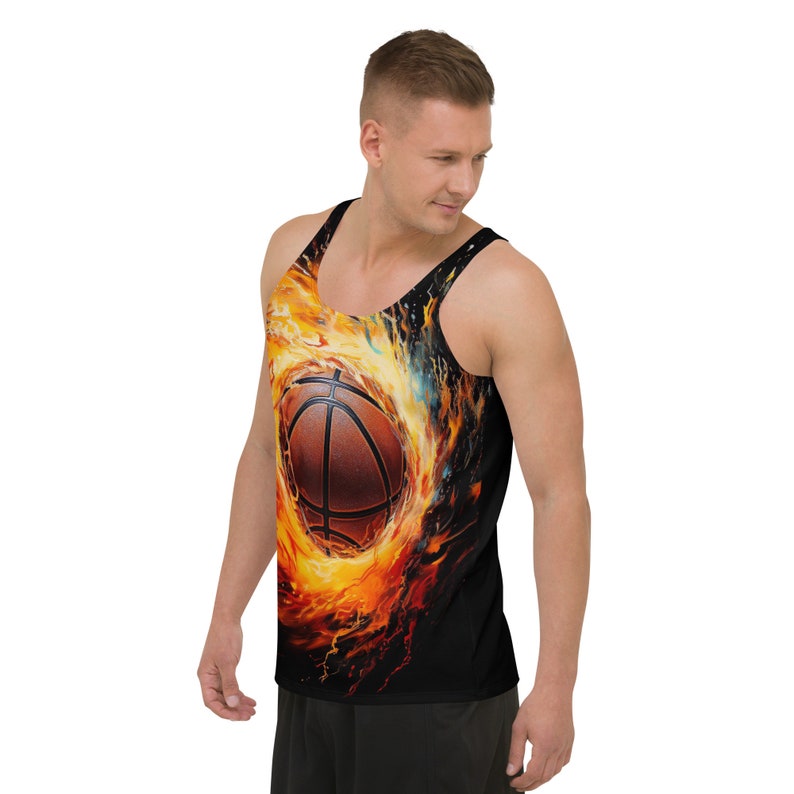 Funky Tiger Men's Fireball Basketball Tank Top - Etsy