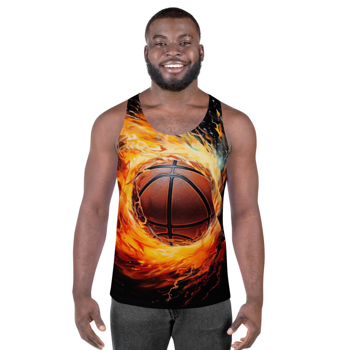 Funky Tiger Men's Fireball Basketball Tank Top - Etsy