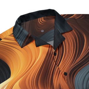 Funky Tiger Galactic Tide Button-down Shirt: 3D Earth Tone Waves - Etsy