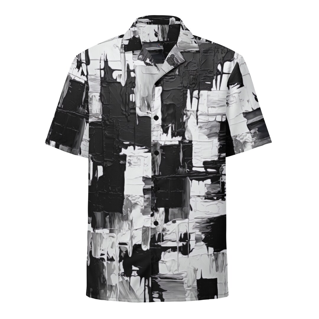 Funky Tiger® Symphony Brush Button Down Shirt for Men | Short Sleeve ...