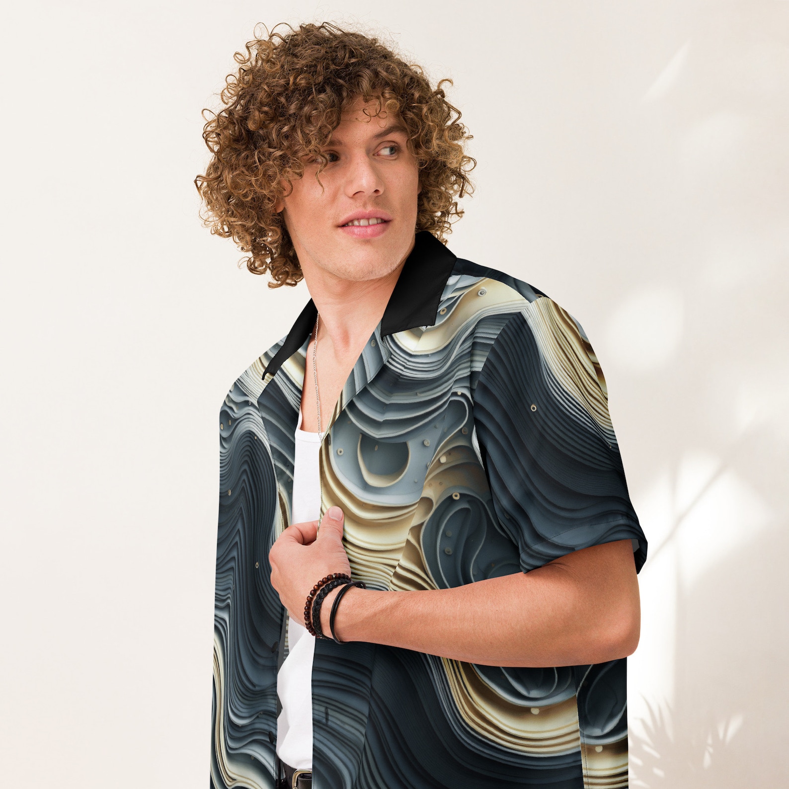 Funky Tiger Wavy Slate Button-down Shirt: Men's Short Sleeve - Etsy