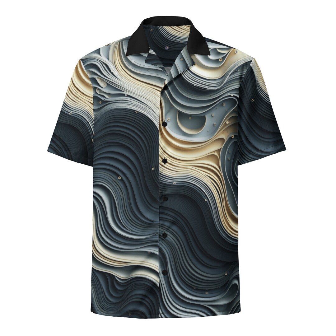 Funky Tiger Wavy Slate Button-down Shirt: Men's Short Sleeve - Etsy
