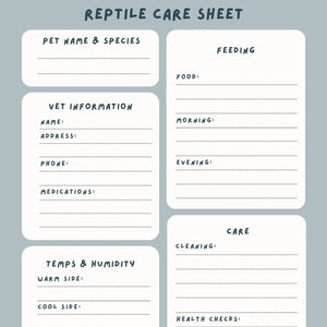 Reptile Care Sheet for Pet Sitter / Snake or Lizard Sitter - Etsy