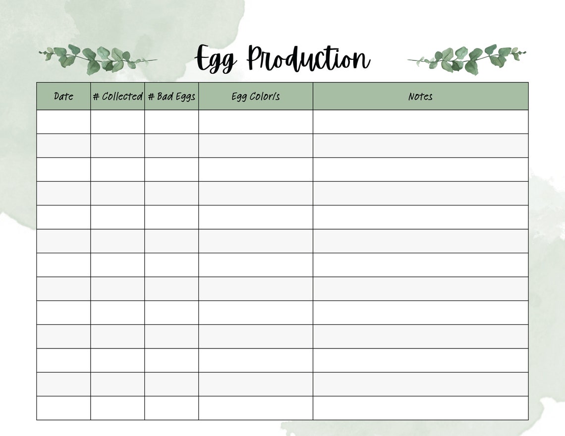 Chicken Livestock Record Keeping PDF Printable 11 X 8.5 - Etsy