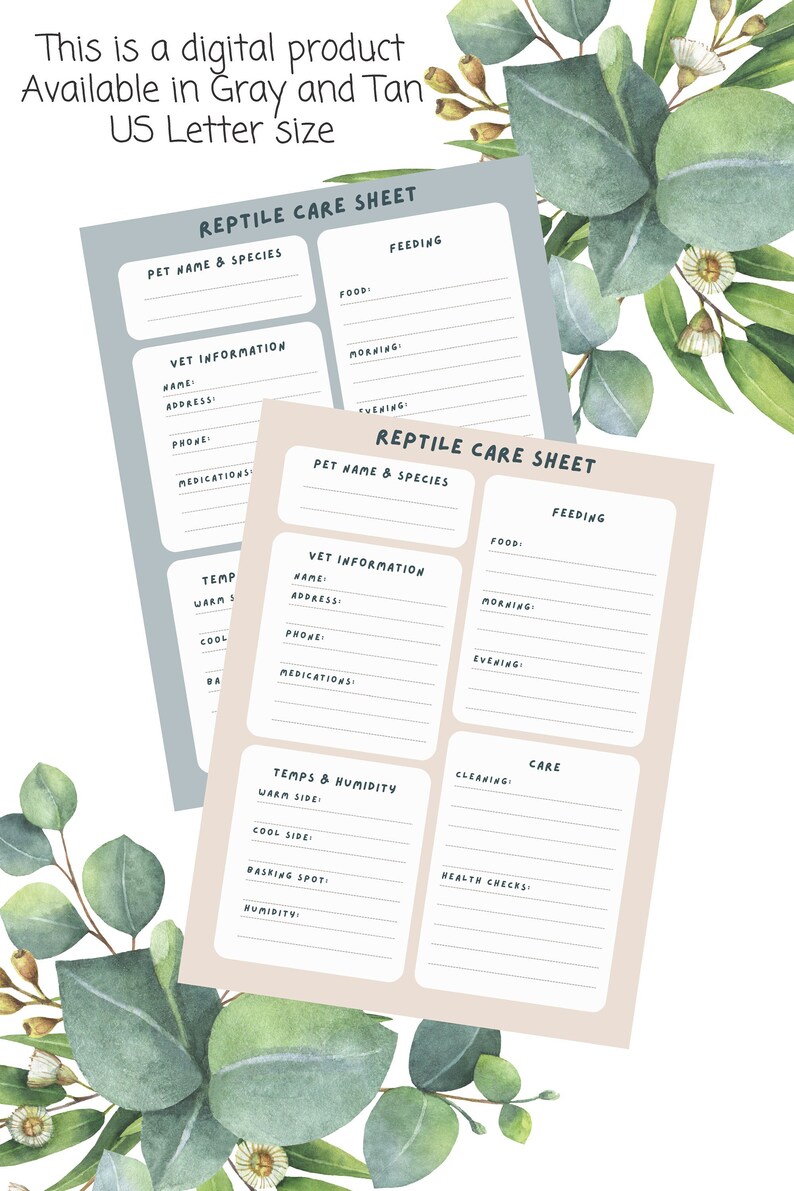 Reptile Care Sheet for Pet Sitter / Snake or Lizard Sitter - Etsy
