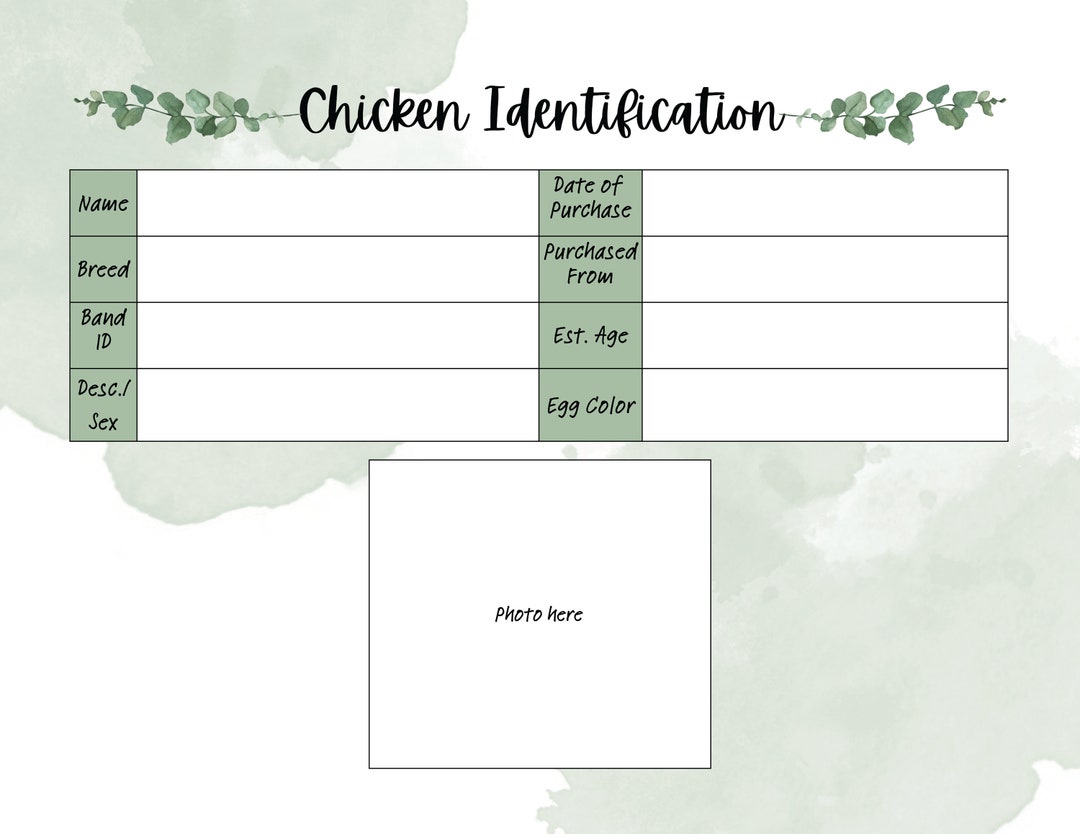 Chicken Livestock Record Keeping - PDF Printable 11 X 8.5 - Etsy