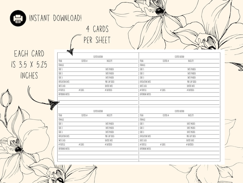 Snake/reptile Clutch Record Cards for Rack or Cages - Etsy