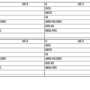 Snake/reptile Rack or Cage Info Cards / Pet Identification - Etsy