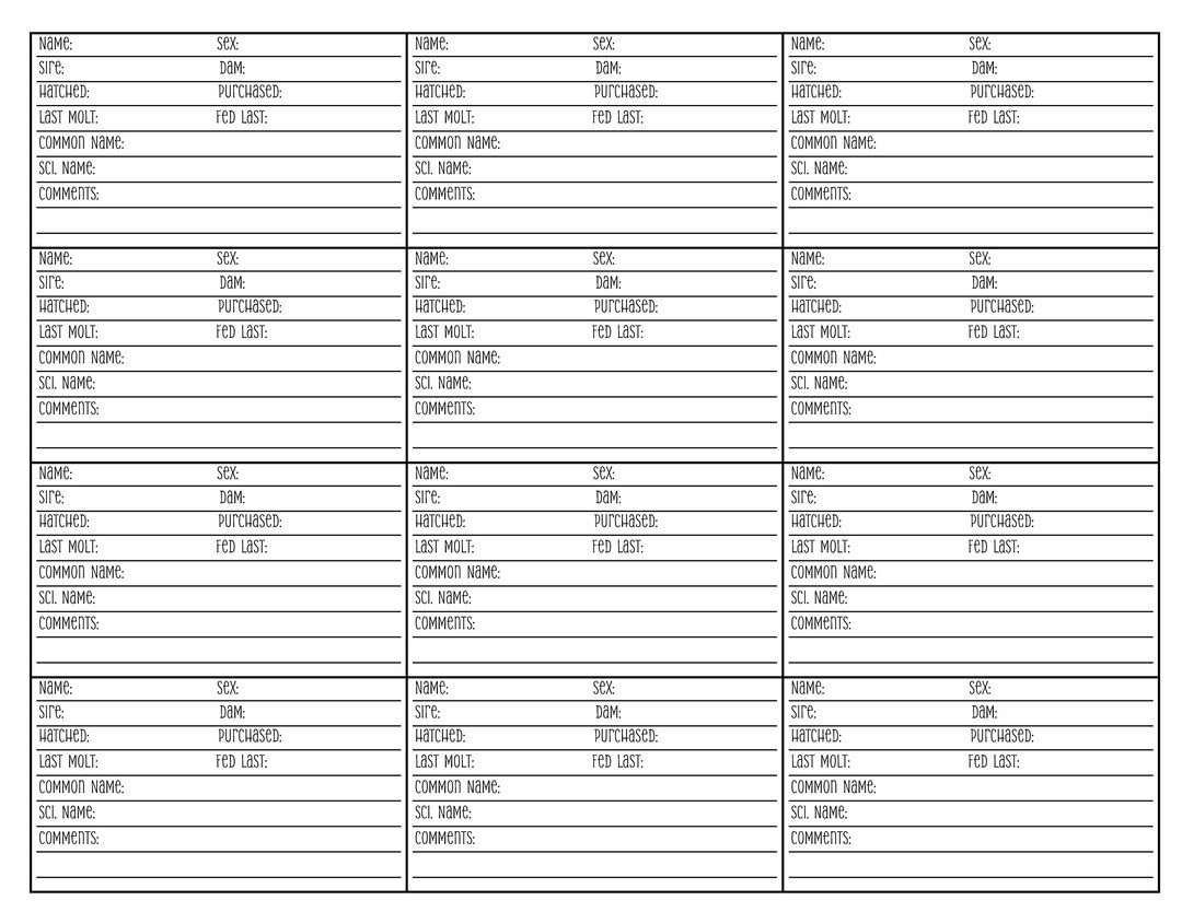 Spiderling/sling ID Cards for New Owners PDF Printable - Etsy