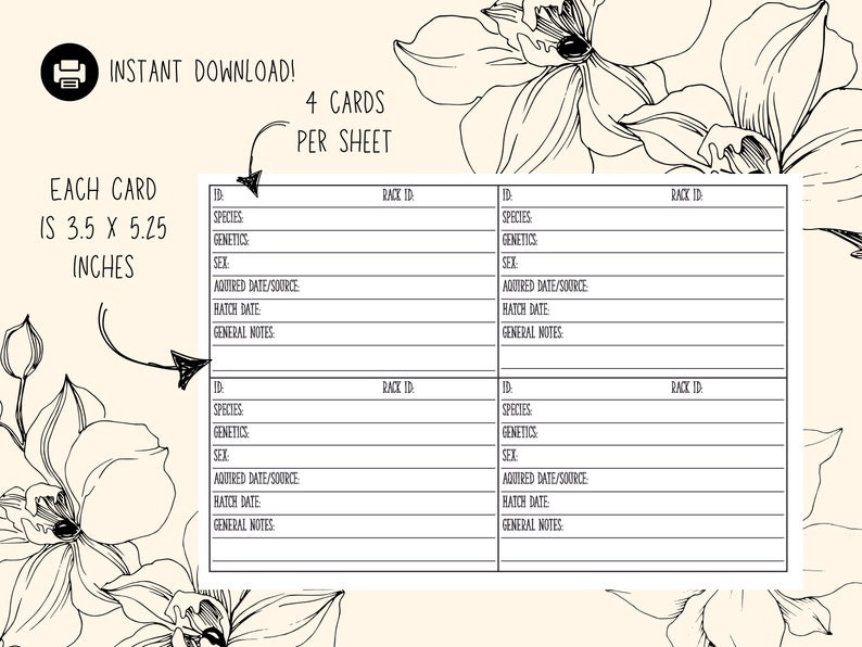 Snake/reptile Rack or Cage Info Cards / Pet Identification Card - Etsy