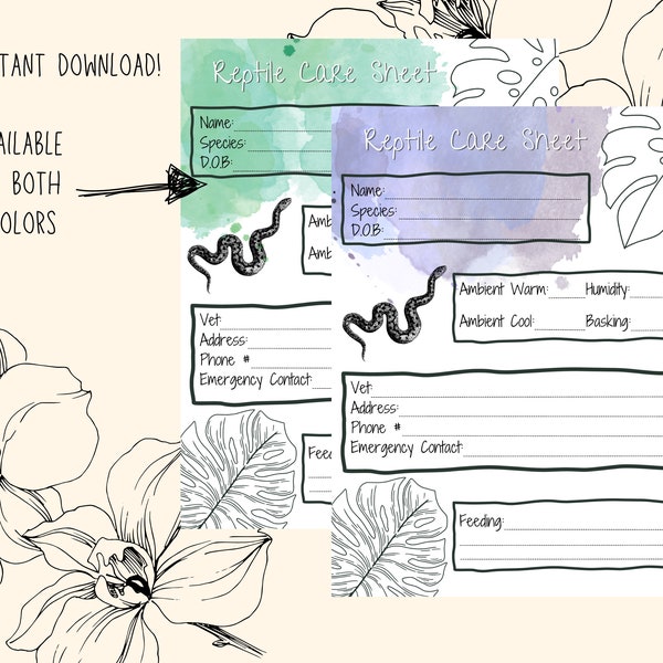 Reptile Care Sheet - Etsy