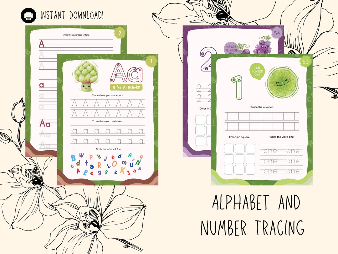 Alphabet & Number Tracing Workbook: Kids Learning Activity (digital ...