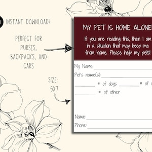 Emergency Pet Information Card PDF Printable | ICE Card | Emergency ...