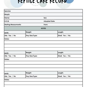 Reptile Care and Feeding Tracker Dots - Etsy