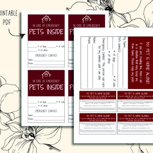 Emergency Pet Information Card PDF Printable | ICE Card | Emergency ...