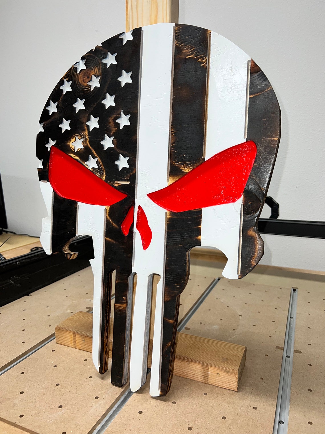 American Flag Skull - Thin Red Line Skull - Etsy