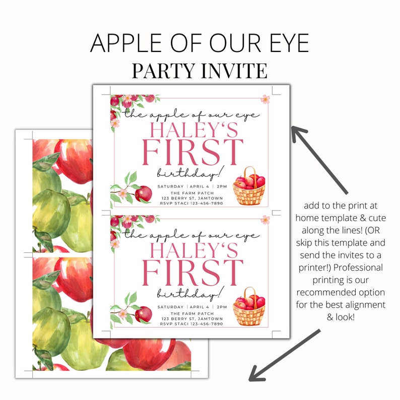 Apple Birthday Invitation Template Instant Digital Download Editable ...