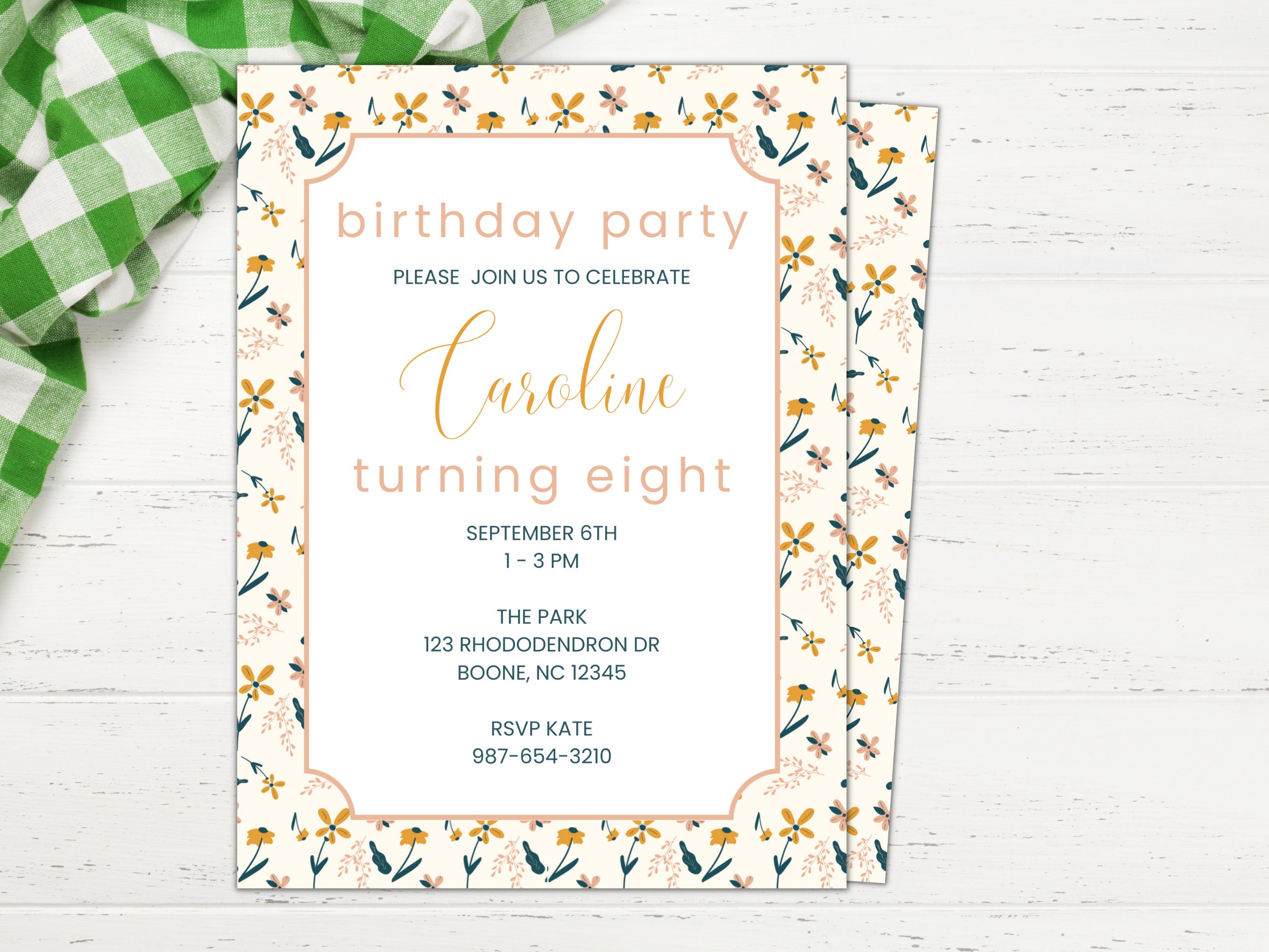 Floral Birthday Invitation Template Instant Digital Download Editable ...