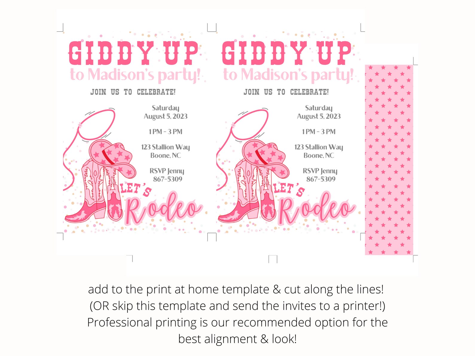 Pink Cowgirl Rodeo Birthday Invitation Template Instant Digital ...
