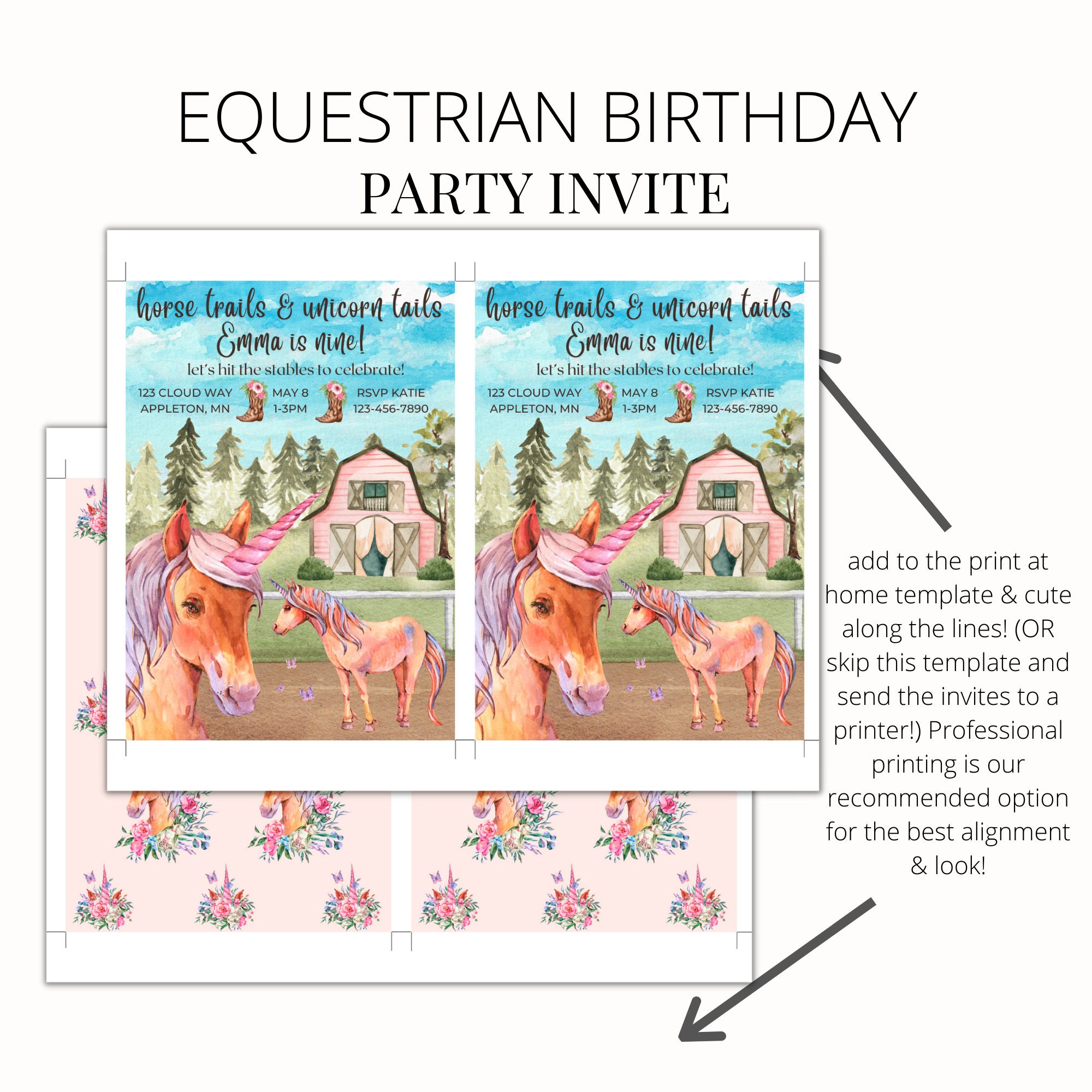 Equestrian Birthday Invitation Template Instant Digital Download ...