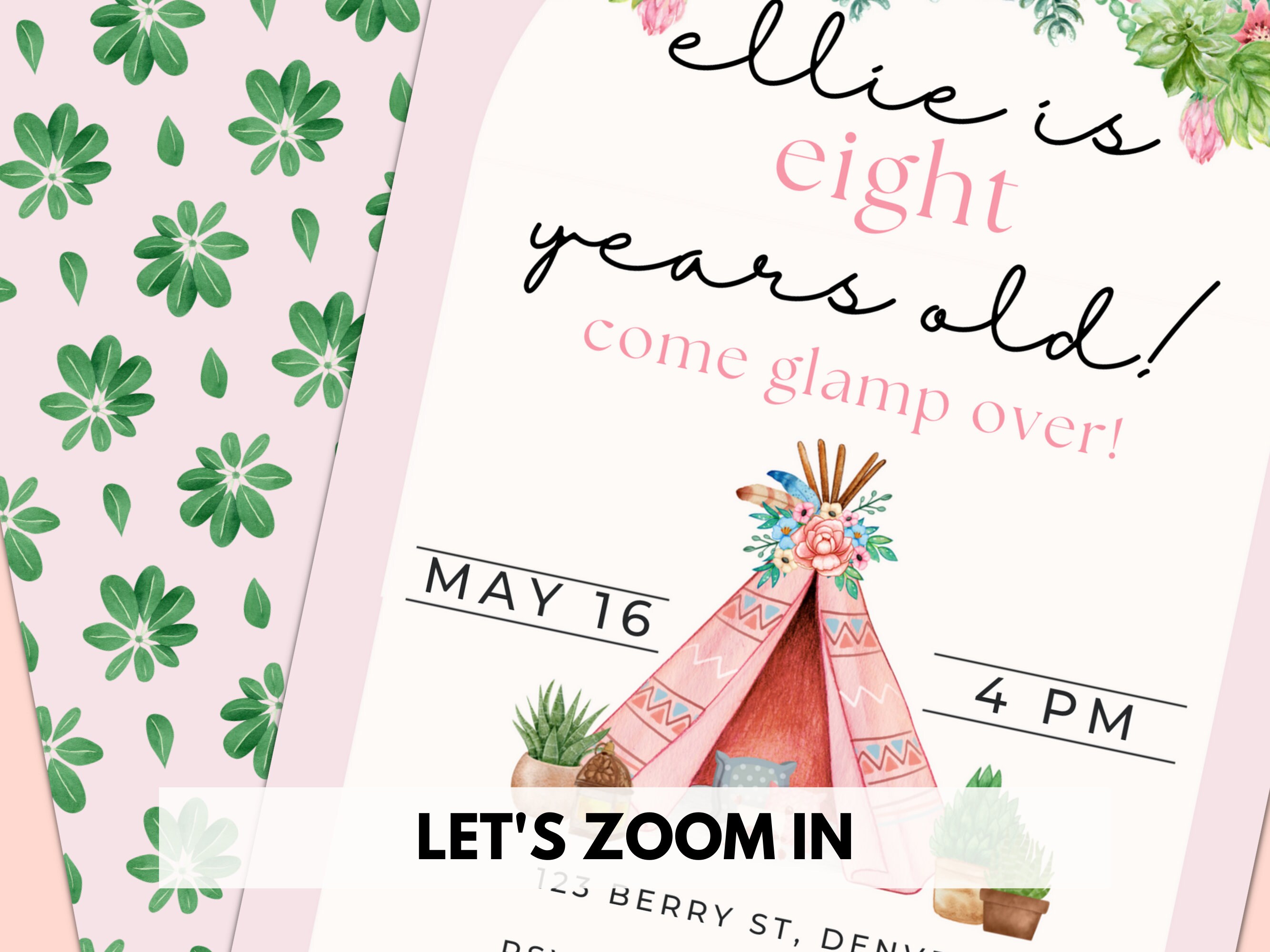 Glamping Birthday Invitation Template Instant Digital Download Editable ...