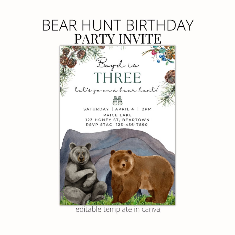 Bear Hunt Birthday Invitation Template Instant Digital - Etsy