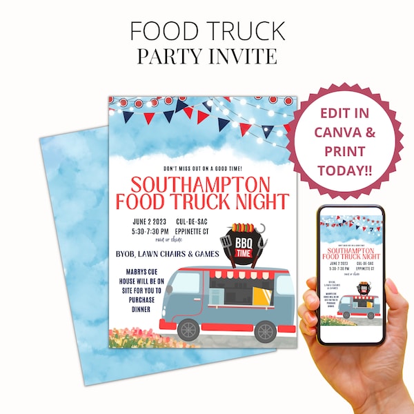 Food Truck Invite Template - Etsy