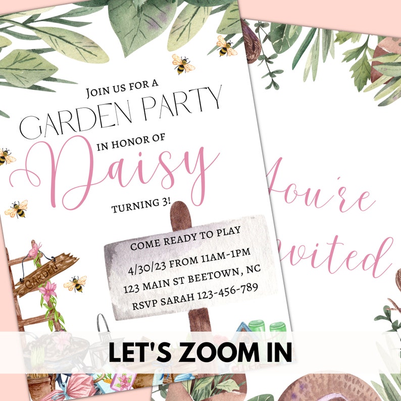 Garden Birthday Party Invitation Template Instant Digital Download ...