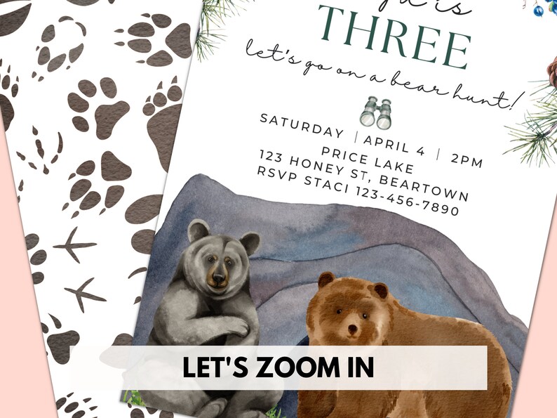 Bear Hunt Birthday Invitation Template Instant Digital Download ...