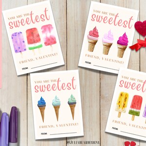 Ice Cream Valentines Cards for Kids Editable Valentine Template Instant ...