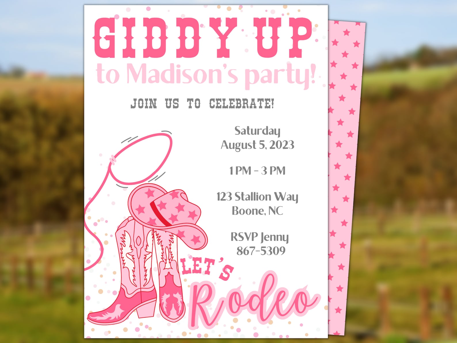 Pink Cowgirl Rodeo Birthday Invitation Template Instant Digital ...