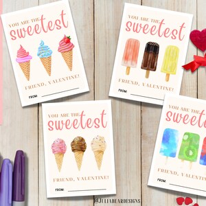 Ice Cream Valentines Cards for Kids Editable Valentine Template Instant ...