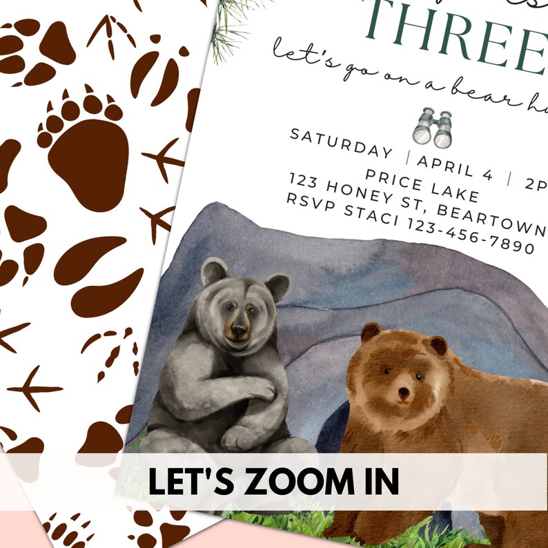 Bear Hunt Birthday Invitation Template Instant Digital - Etsy