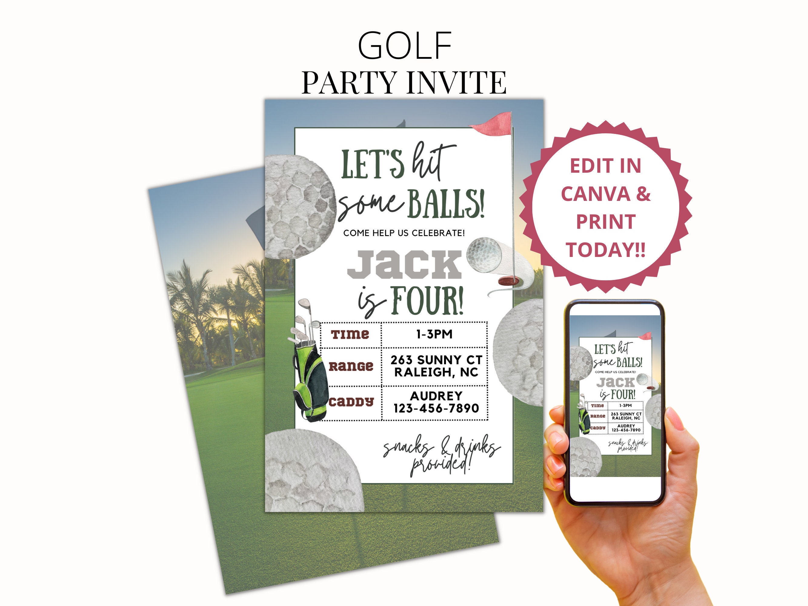 Golf Birthday Invitation Template Instant Digital Download Editable ...