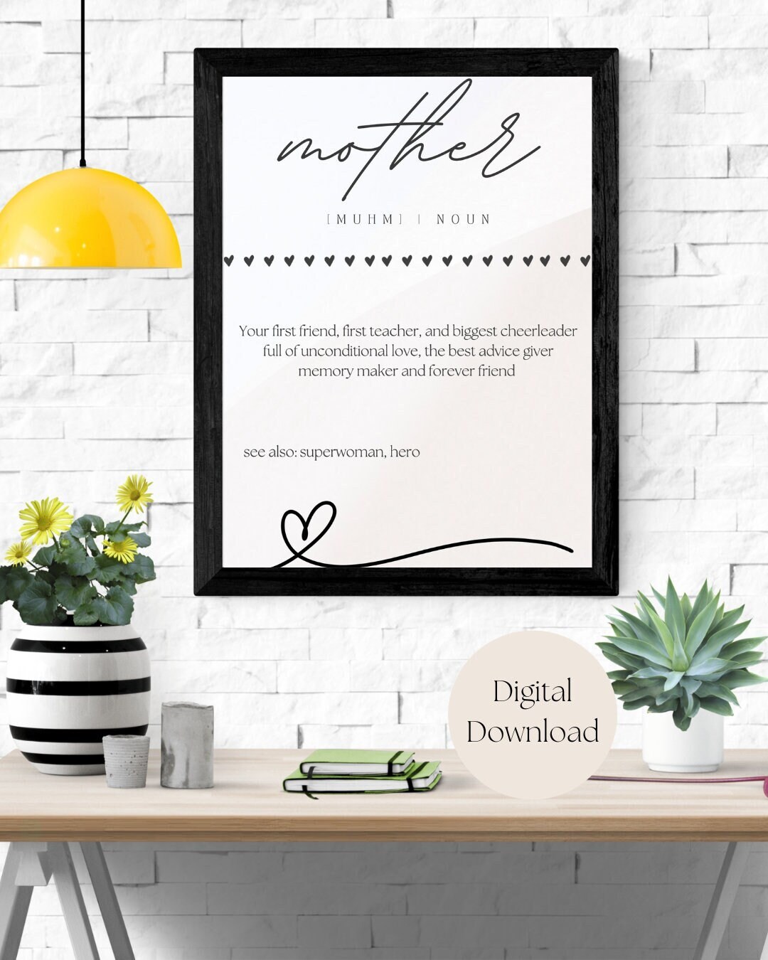 Mother Gift Mother Definition Print Birthday Day Printable Family Quote ...