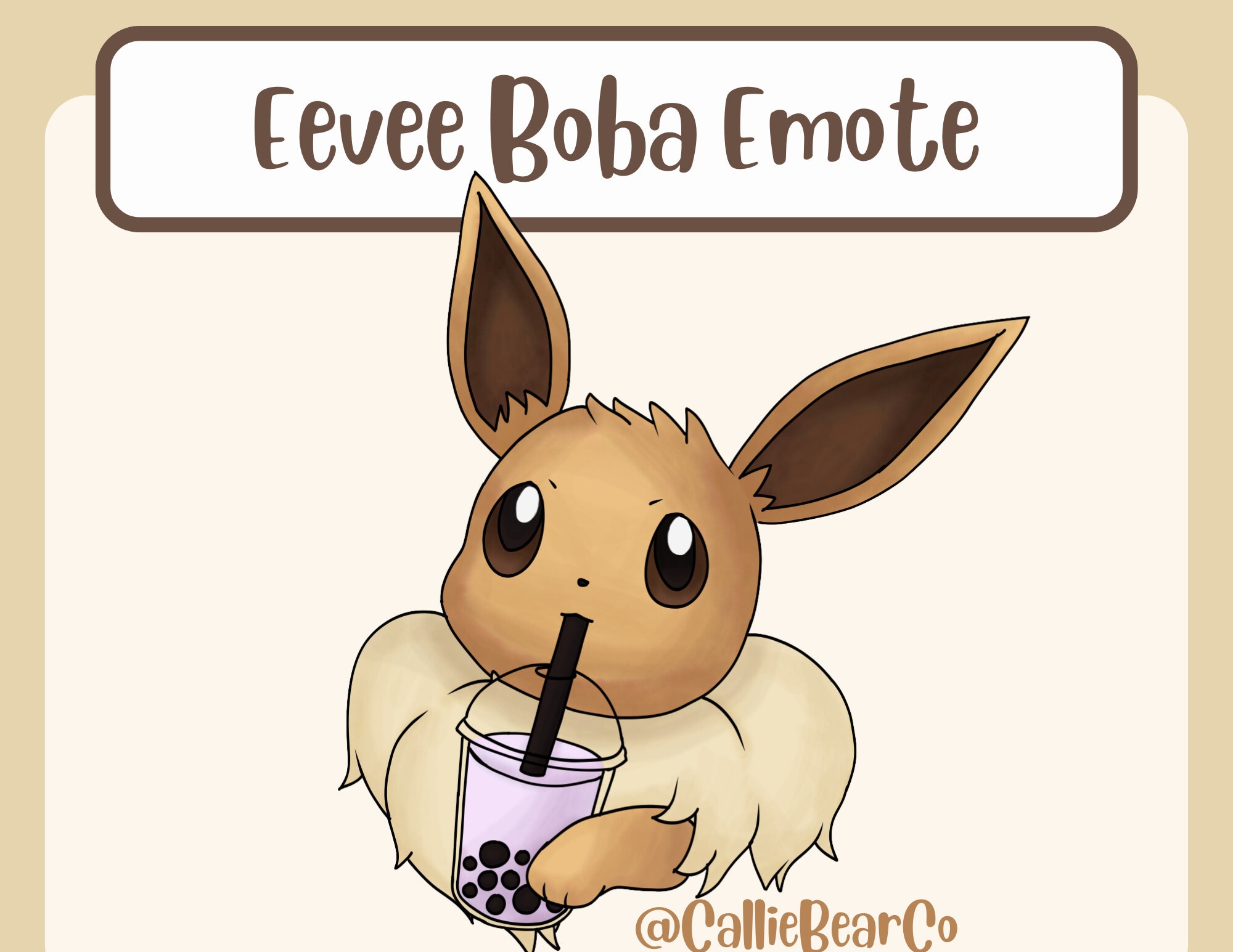 Cute Eevee Boba Emote - Etsy