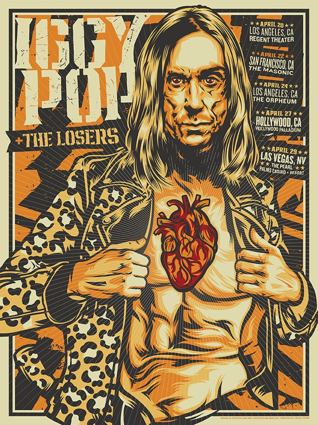 Iggy Pop 2023 West Coast Tour Poster, North America Music Tour Poster ...