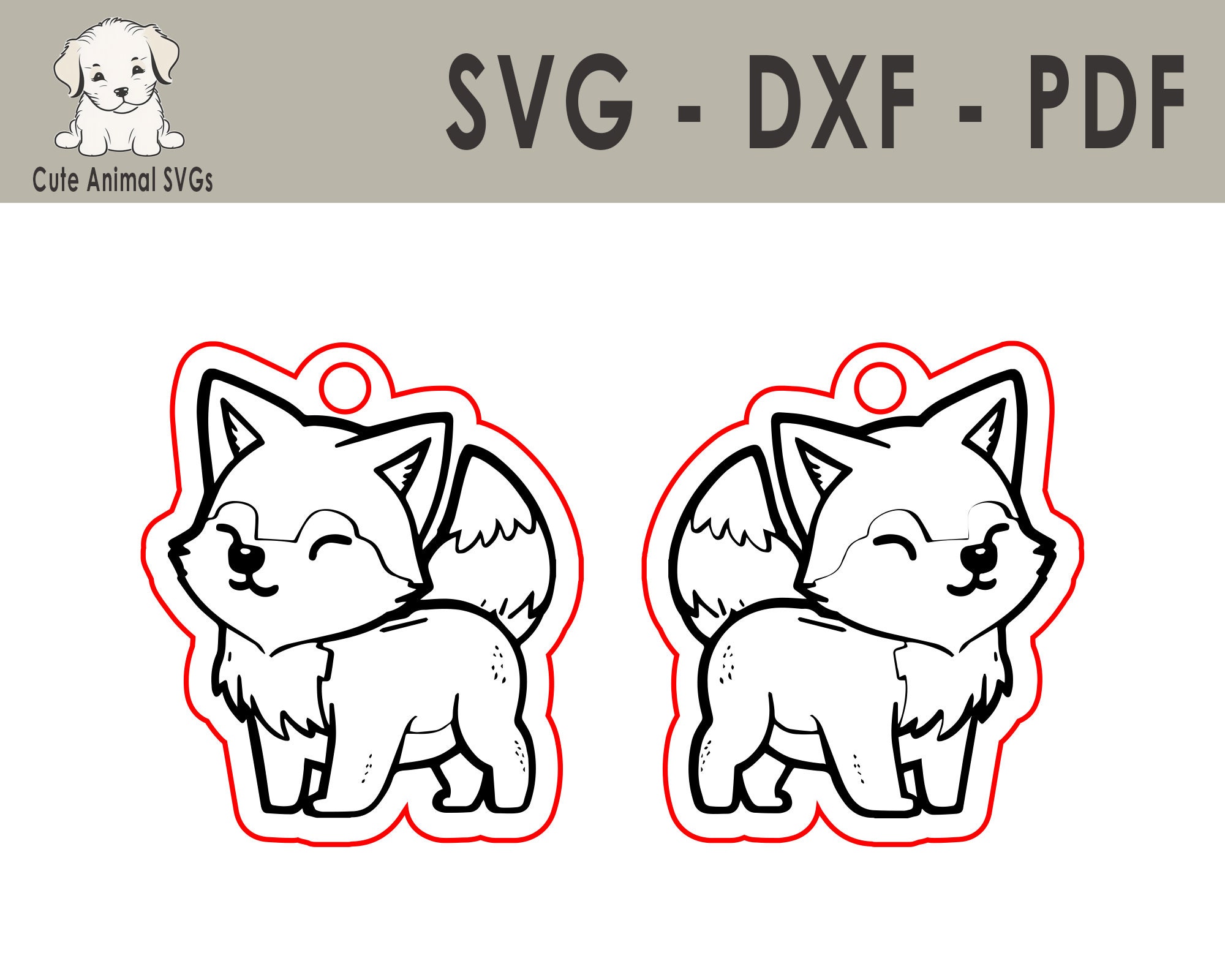 Timber Wolf Retriever Cute Animal SVG Earrings Download Dxf Jewelry ...