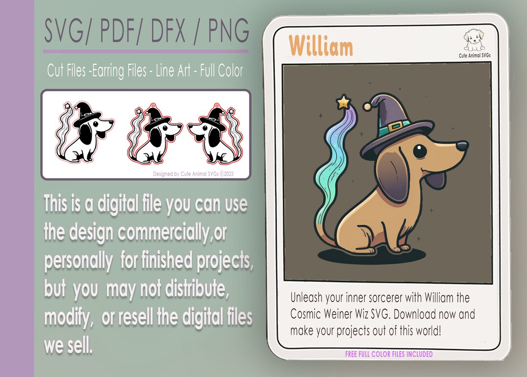 Dachshund Wizard Cute Animal SVG Earrings Download Dxf Jewelry Sticker ...