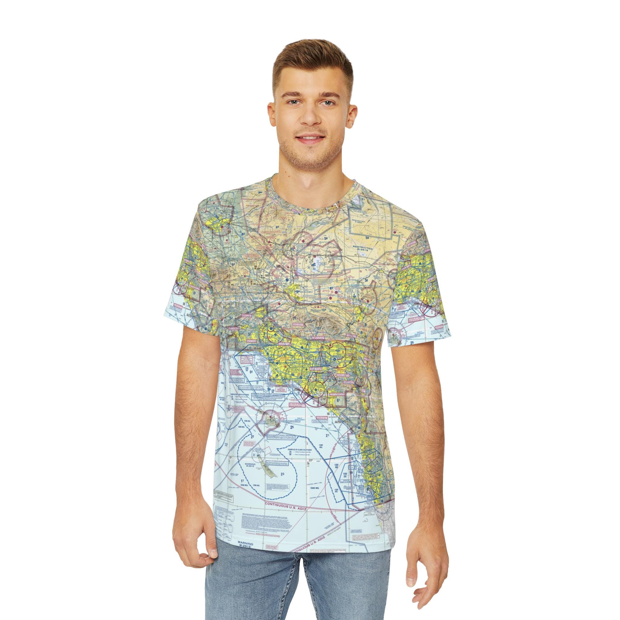 Los Angeles VFR Sectional Chart T-shirt All-over Print Aviation Apparel ...