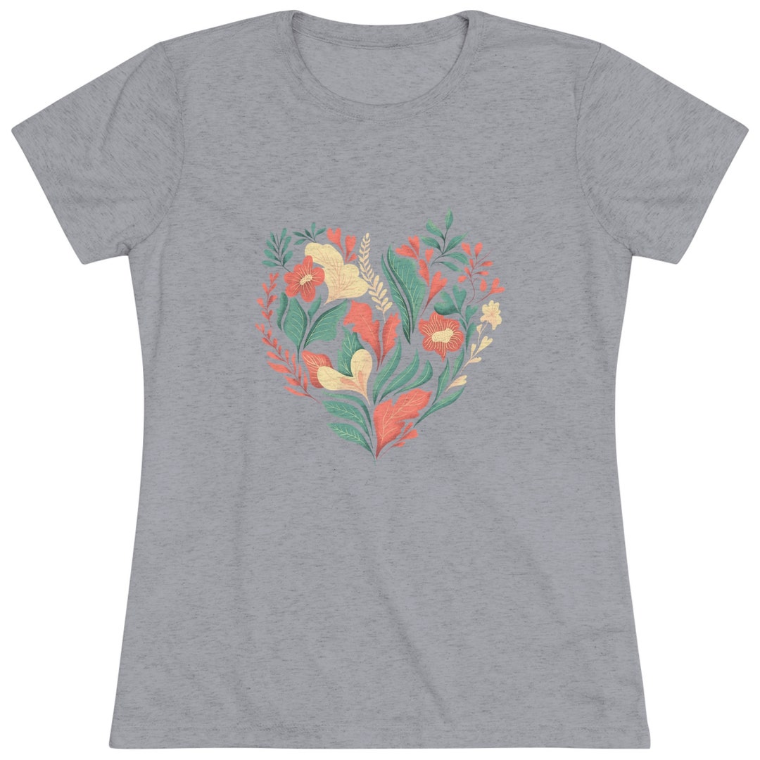 Flower Heart T-shirt Cottage Core Collection Whimsical Floral Design ...
