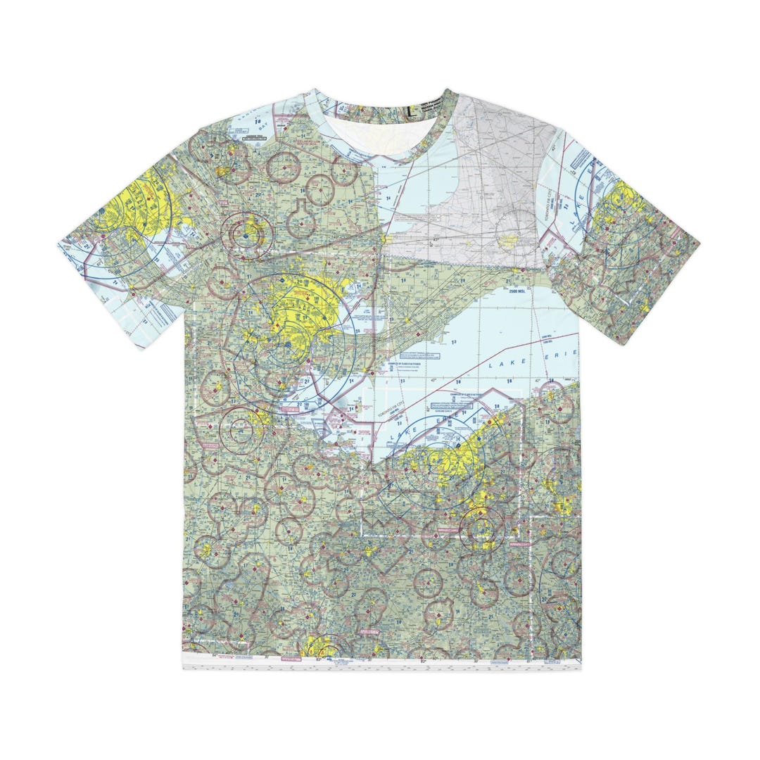 Detroit VFR Chart T-shirt All-over Print Aviation Apparel Pilot ...
