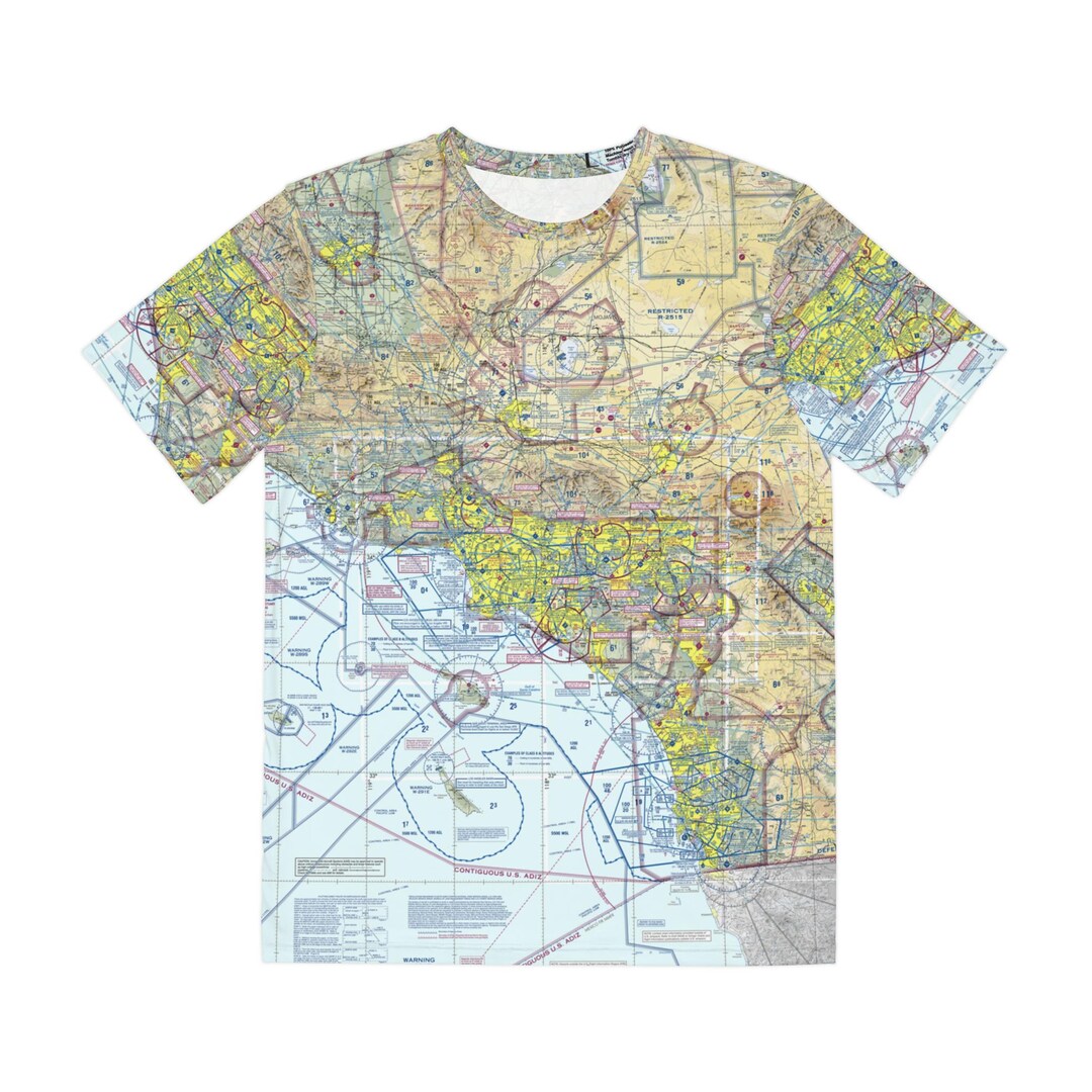 Los Angeles VFR Sectional Chart T-shirt All-over Print Aviation Apparel ...
