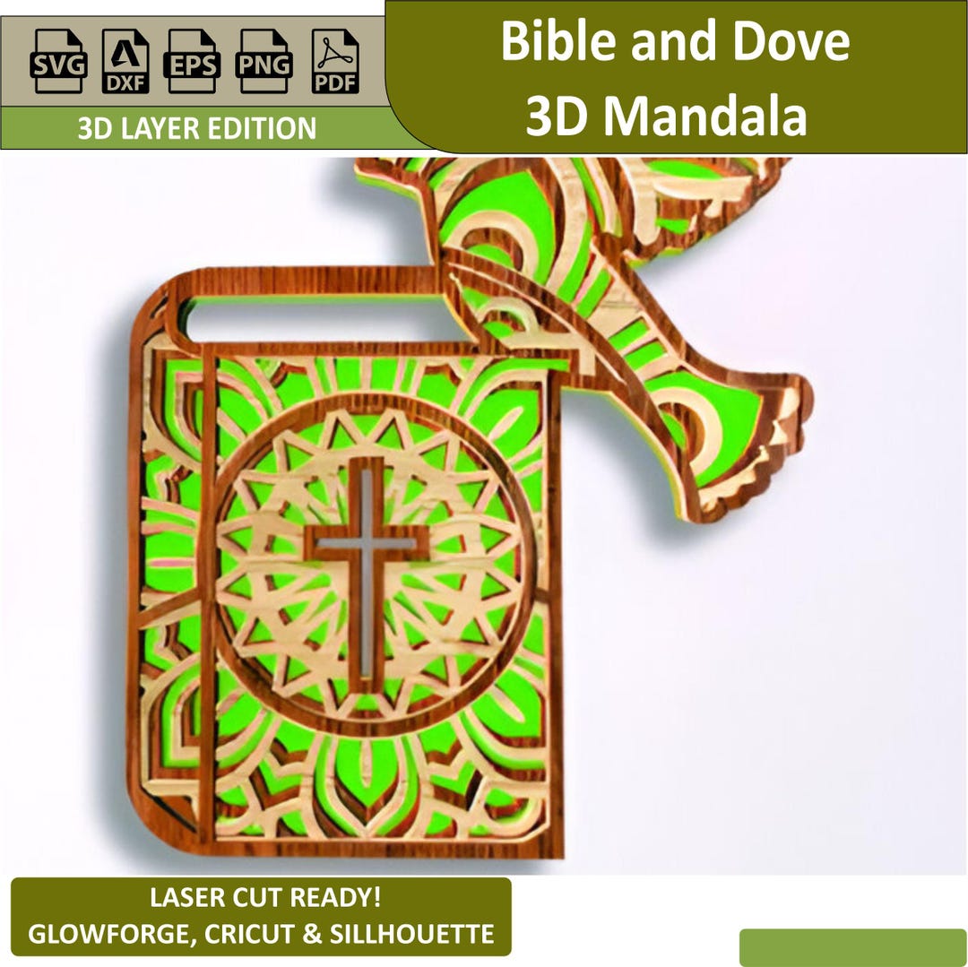 3D Mandala Laser Cut File Bible & Dove SVG Template for Paper Crafting ...