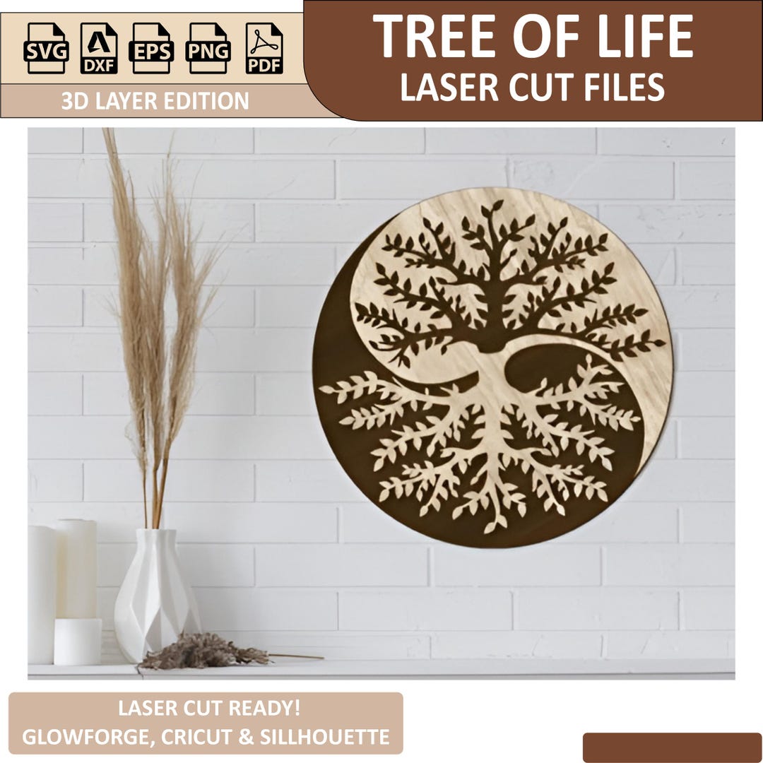 Tree of Life Laser Cut File – Multilayered Wall Art & Engraving Design ...