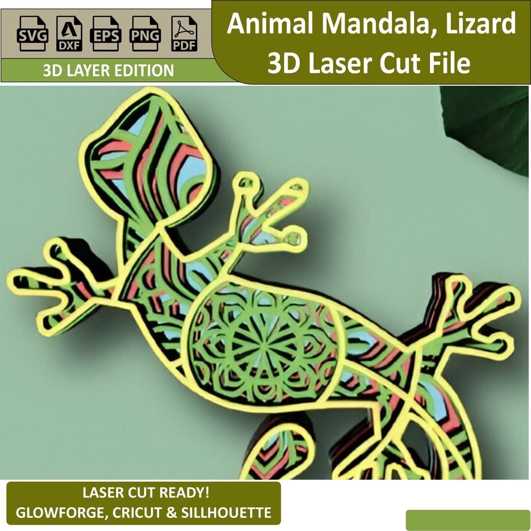 Laser Animal Mandala Lizard 3D Laser Cut File for Cricut & Silhouette ...