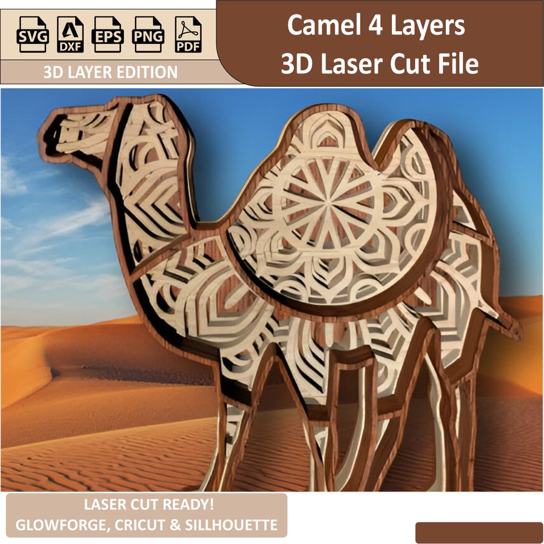 Camel 4 Layer 3D Laser Cut SVG File for Paper Crafting, Card Making ...