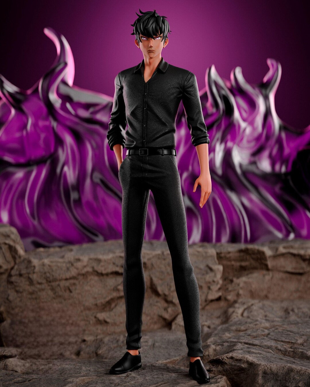 Sung Jin Woo Shadow Monarch 3D STL File for 3D Printing Figurine | Solo Leveling Diorama Part ...